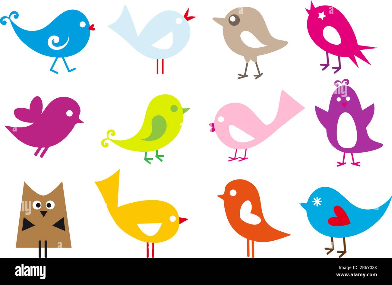set of cute vector birds Stock Vector Image & Art - Alamy