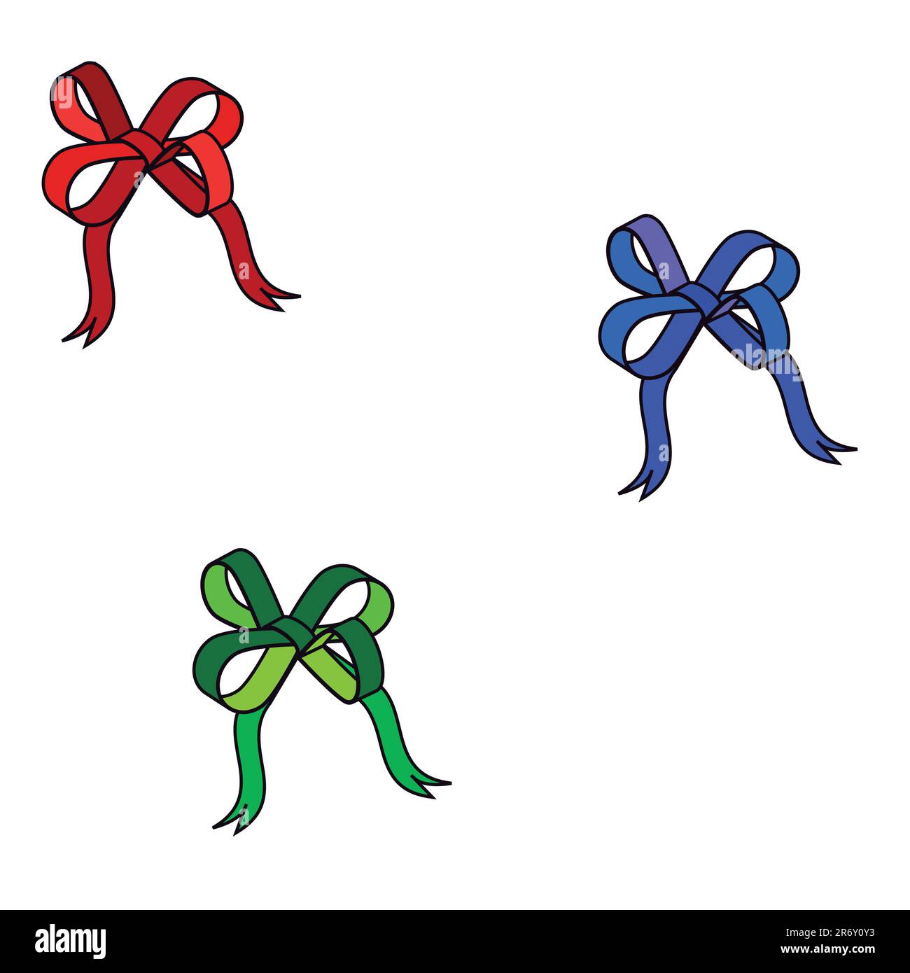 Three bows: dark blue, red, green on a white background.Vector Stock ...
