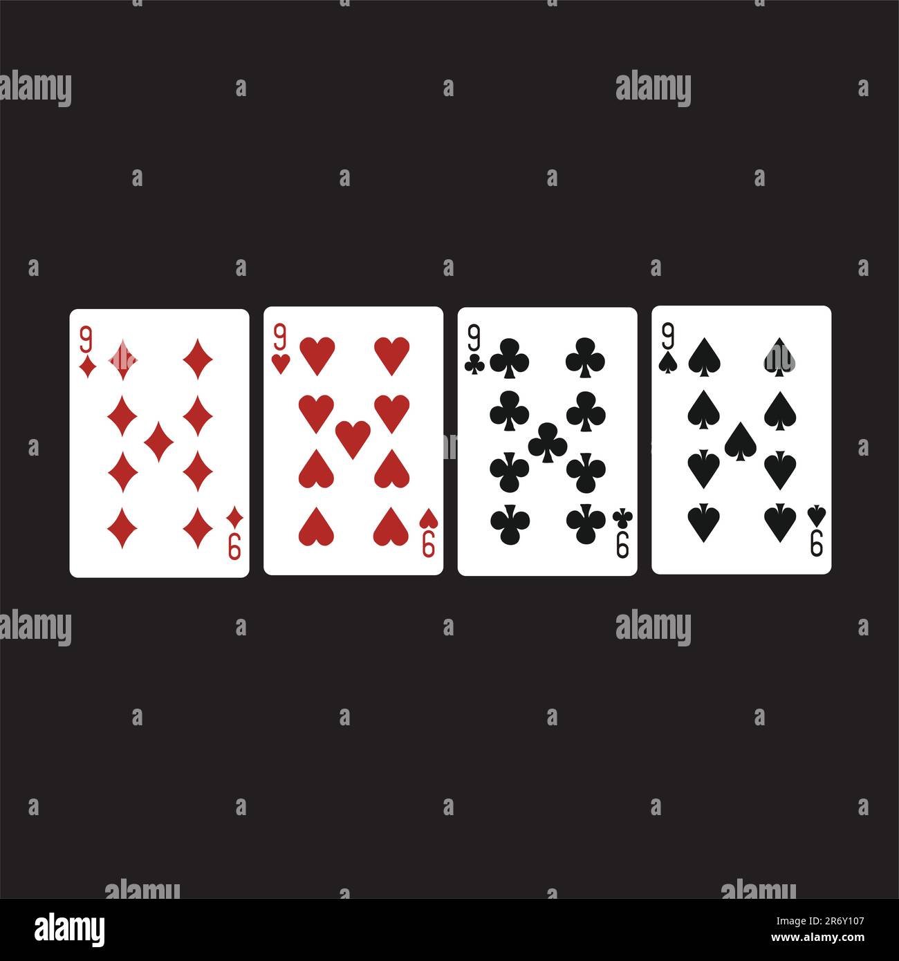 Four nine, variegated cards on a black background.Vector Stock Vector ...