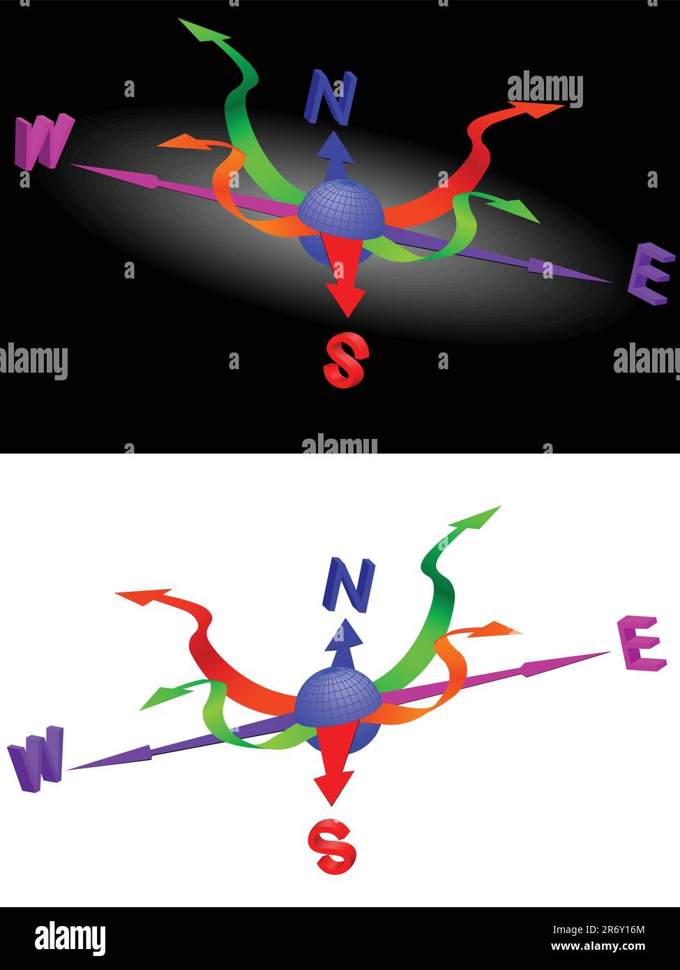Globe with arrows of a direction of movement in a vector Stock Vector ...