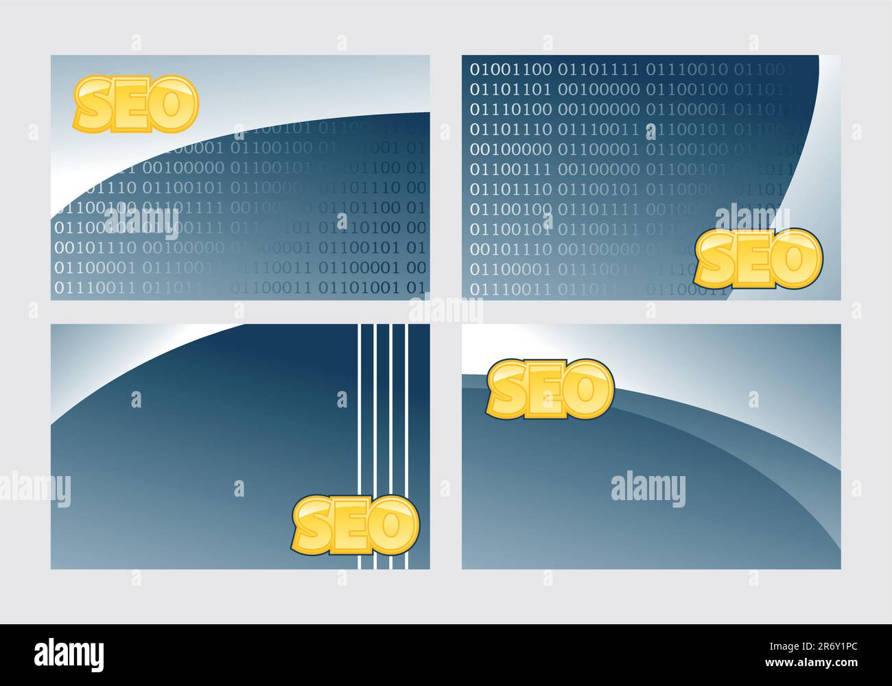 four backgrounds seo with with binary code for business cards Stock Vector Image & Art - Alamy