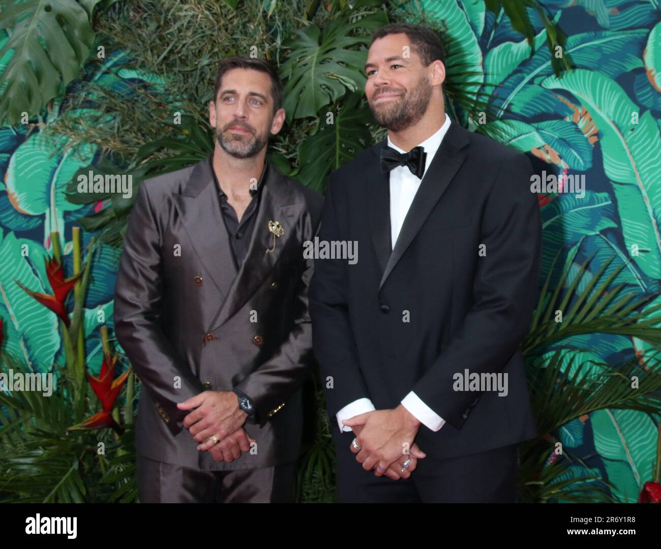 New York, NY, USA. 11th June, 2023. Aaron Rodgers and C.J. Uzomah at ...