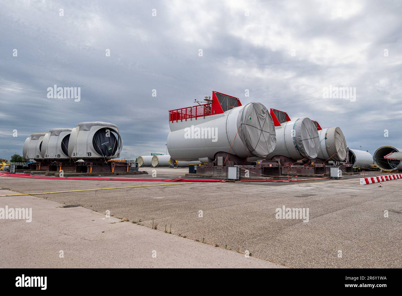 View of the parts used to make the wind turbines. EDF Company ...