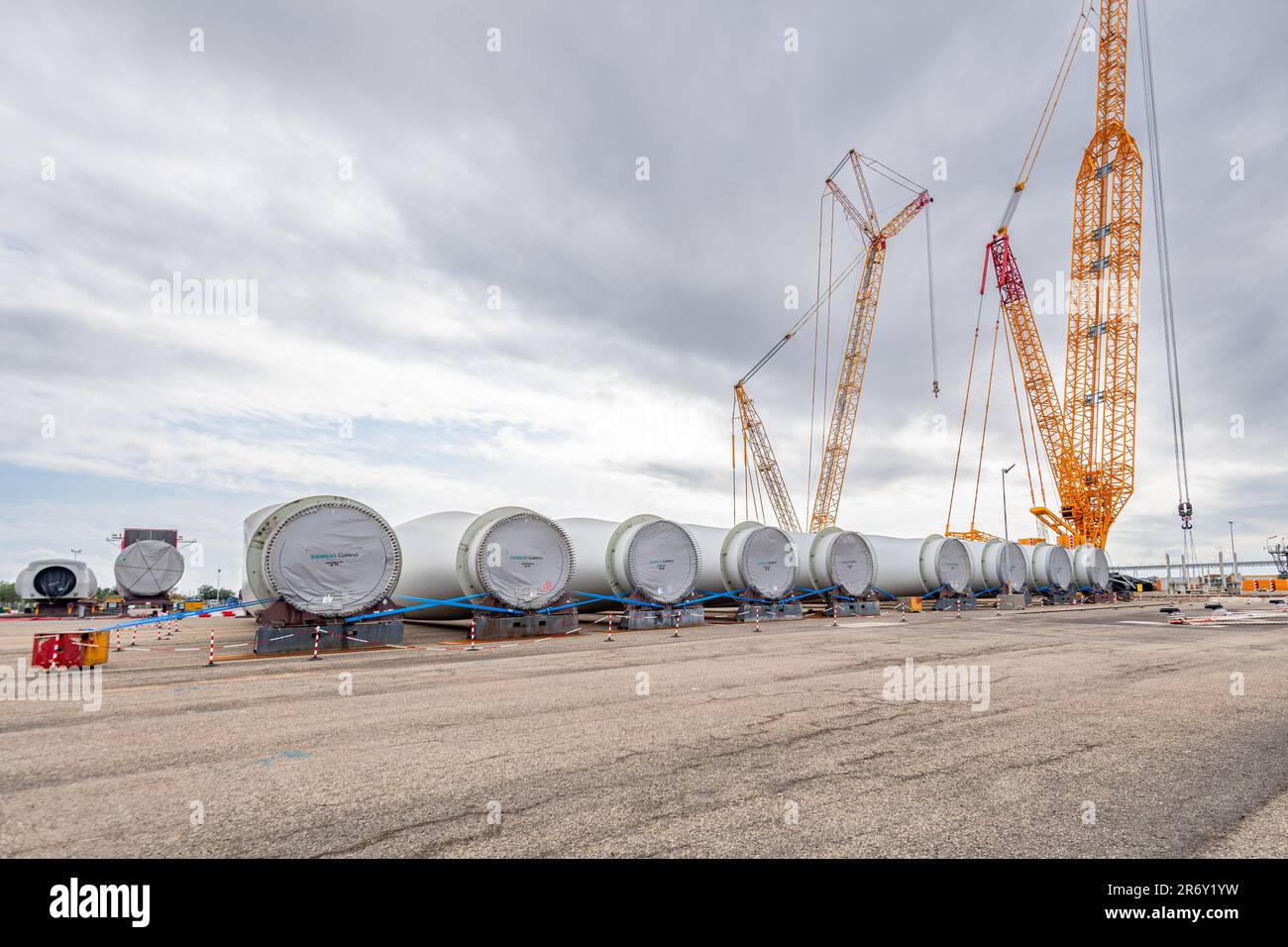 View of the blades at the Provence Grand-Large floating offshore wind ...