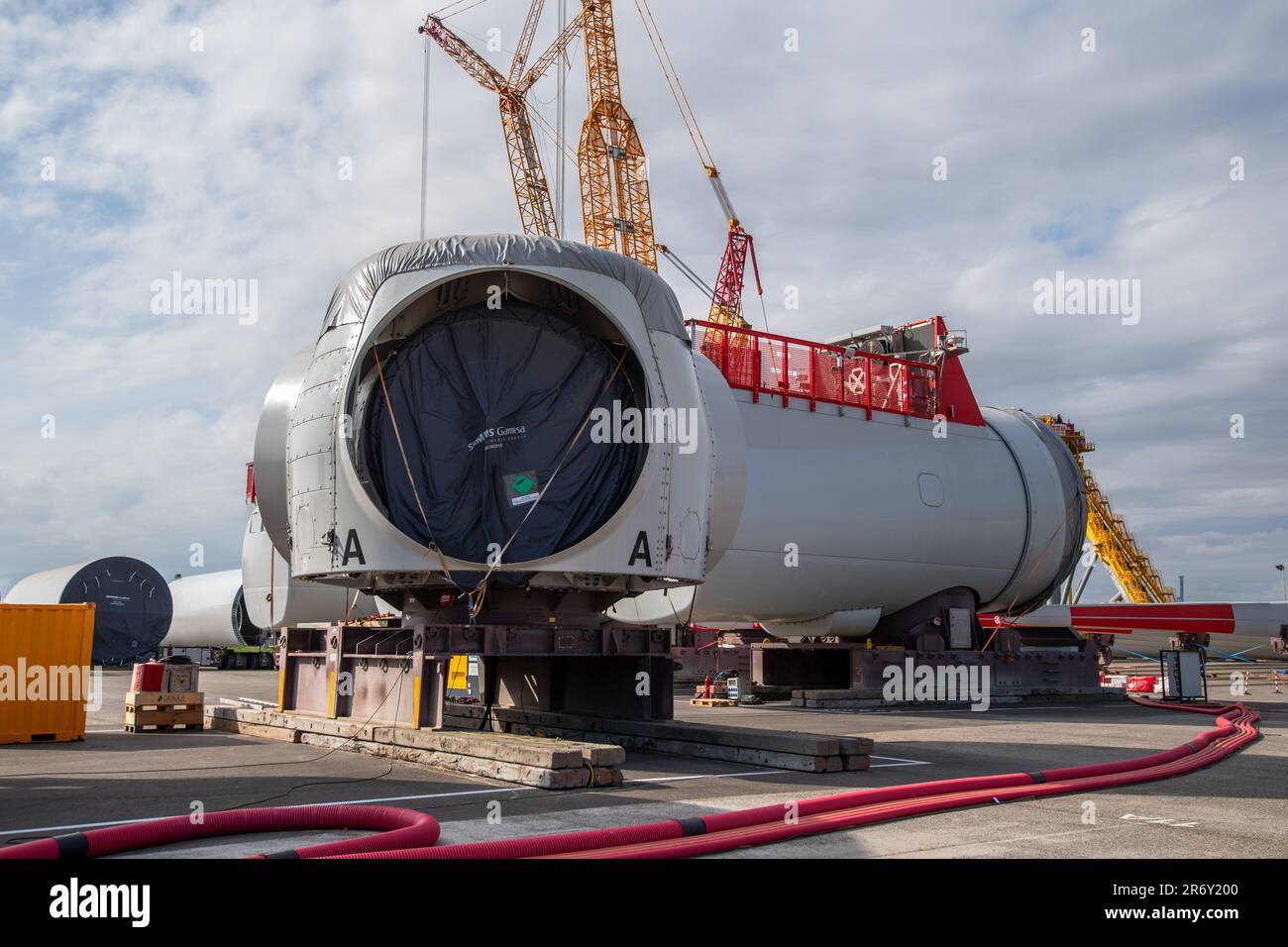 View of the parts used to make the wind turbines. EDF Company ...