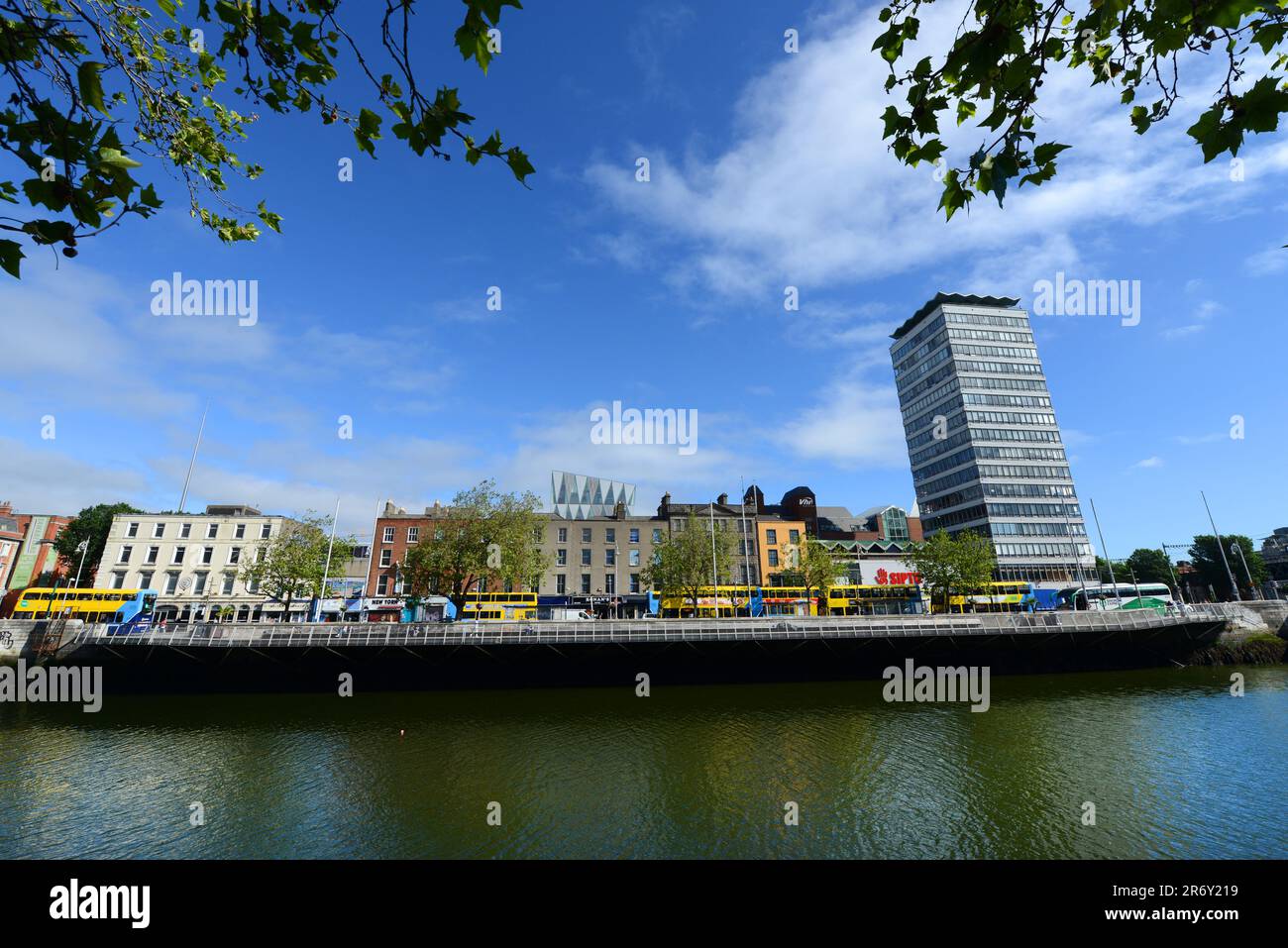 Eden's Quay and the Liberty Hall building in Dublin, Ireland Stock ...
