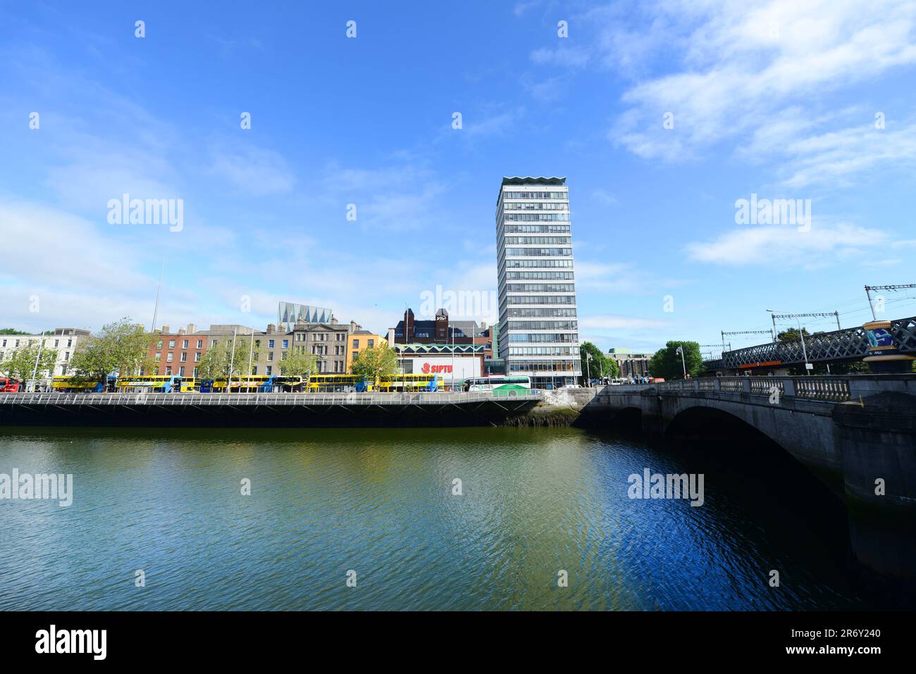Eden's Quay and the Liberty Hall building in Dublin, Ireland Stock ...