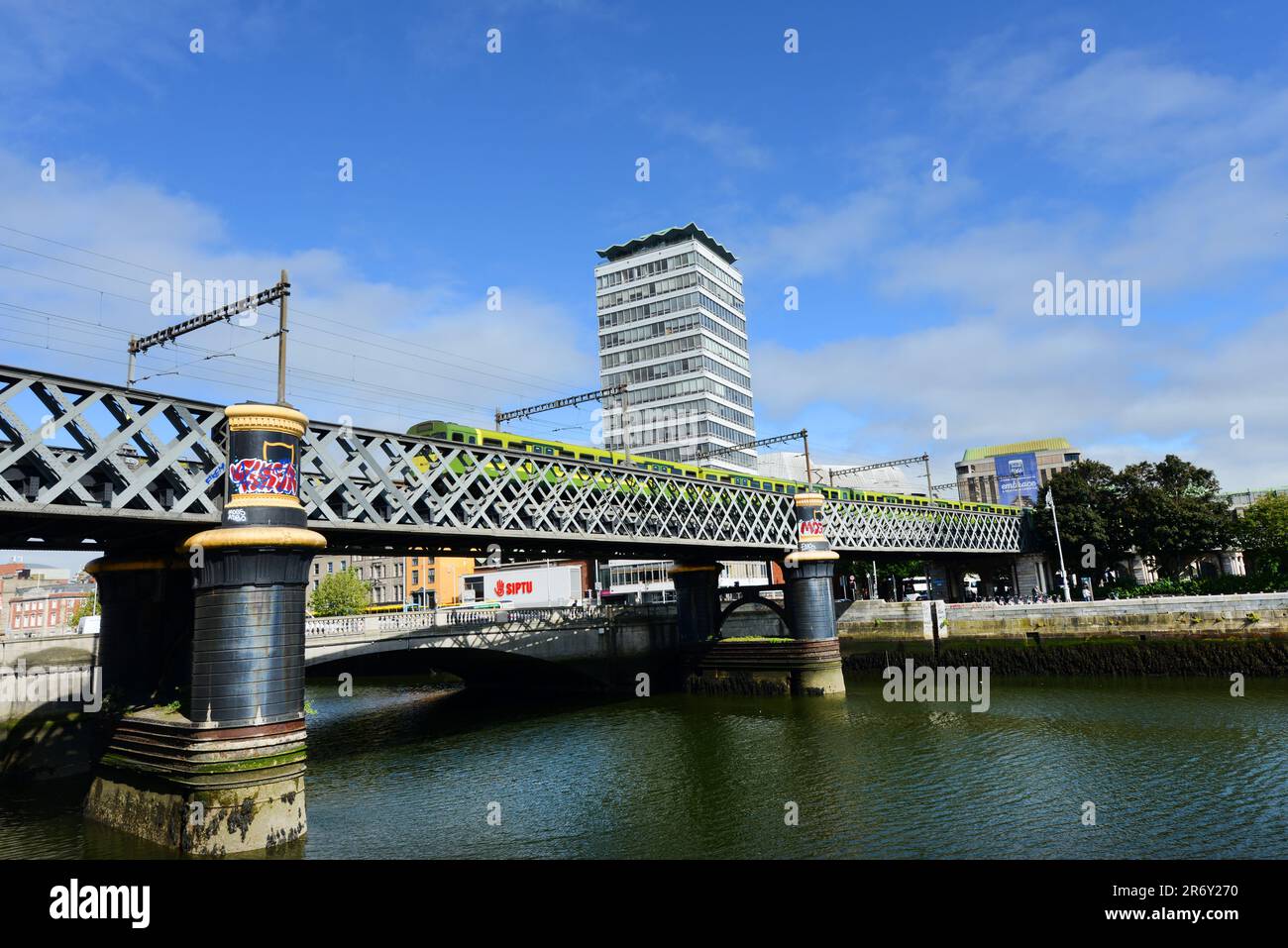 Eden's Quay and the Liberty Hall building in Dublin, Ireland Stock ...