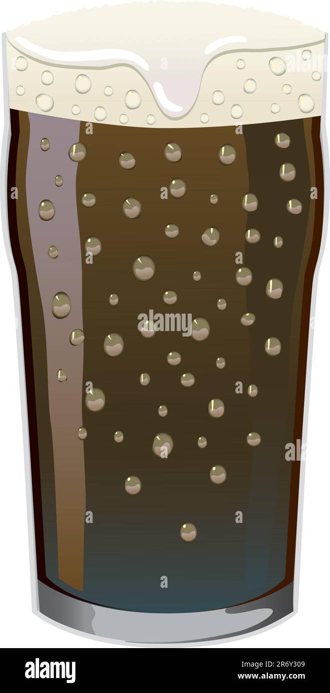 Vector pint of stout beer with condensation drops on the glass Stock ...