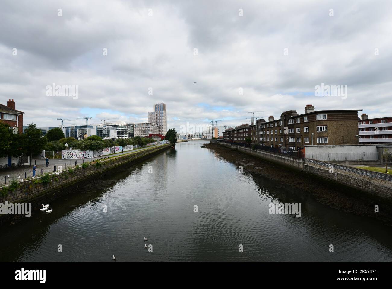 A view of River dodder facing the River Liffey in Dublin, Ireland Stock ...
