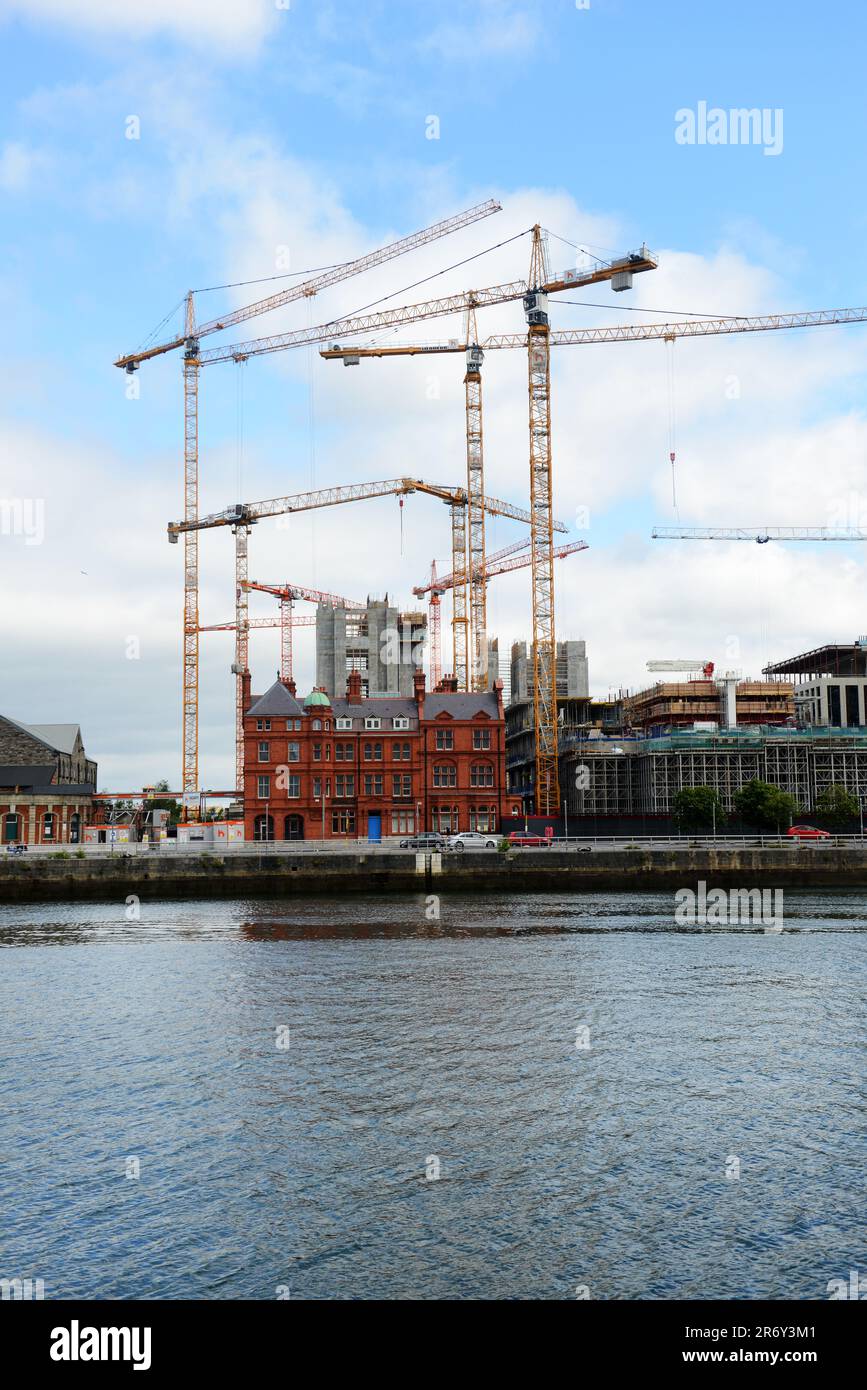 Beautiful old buildings along new modern construction projects along ...