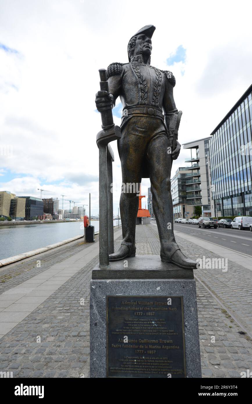 Admiral Brown Statue on the promenade by River Liffey, Grand Canal Dock ...