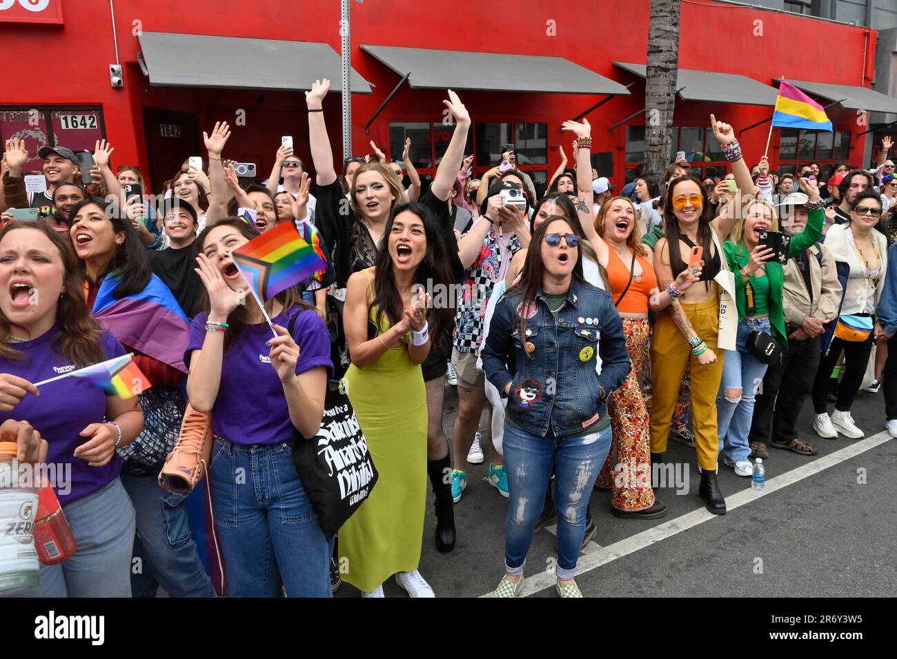 Los Angeles, United States. 11th June, 2023. L.A. Pride parade watchers ...