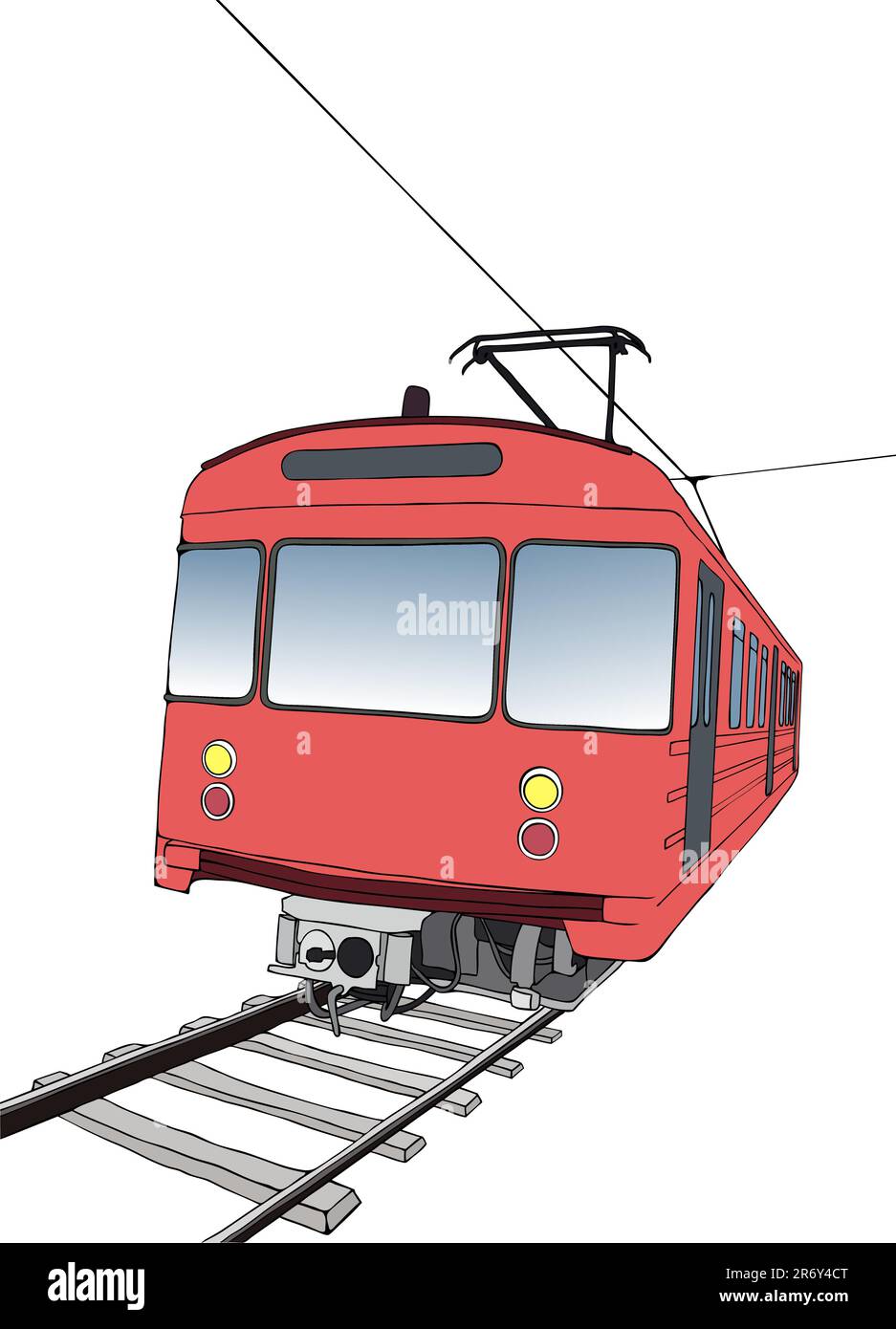 Vector illustration of red subway or metro train viewed head-on Stock ...