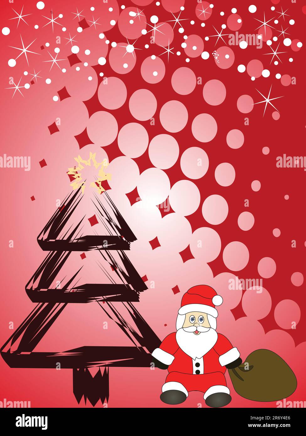 vector illustration of santa claus on and a christmas tree Stock Vector ...