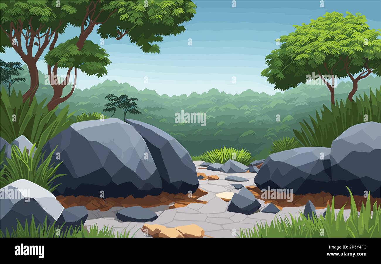 Serene river greenery background Stock Vector Images - Alamy