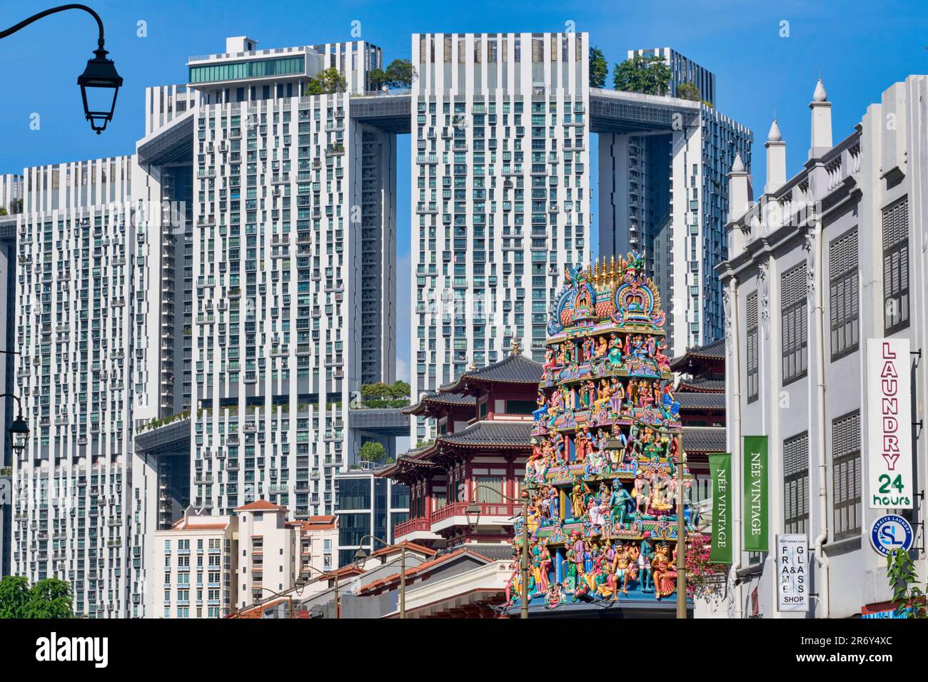 View along South Bridge Rd., Chinatown, Singapore, with Pinnacle@Duxton ...