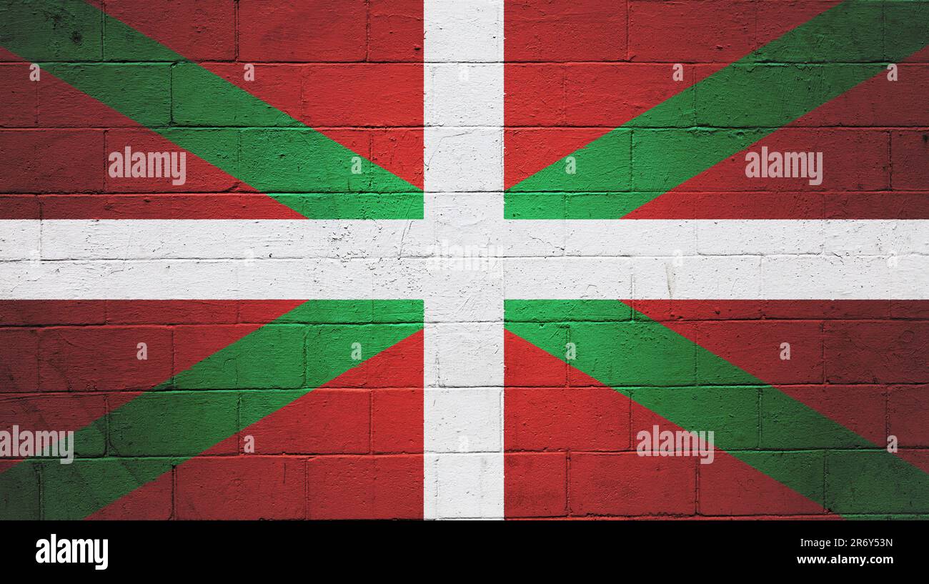 Flag of the Basque Country painted on a cinder block wall Stock Photo ...