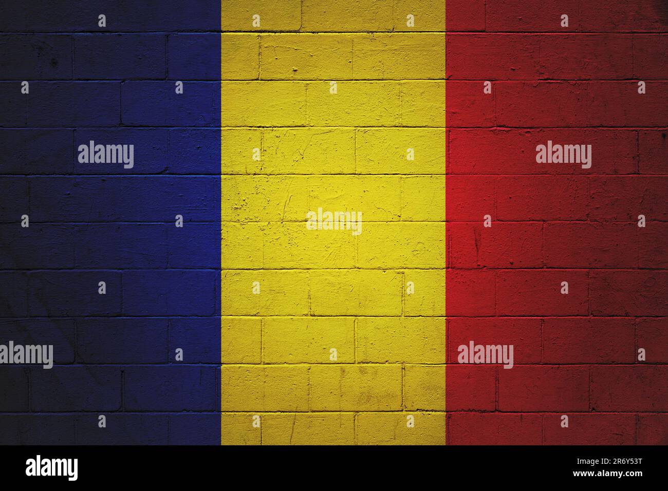 Flag of the Romania painted on a cinder block wall Stock Photo - Alamy