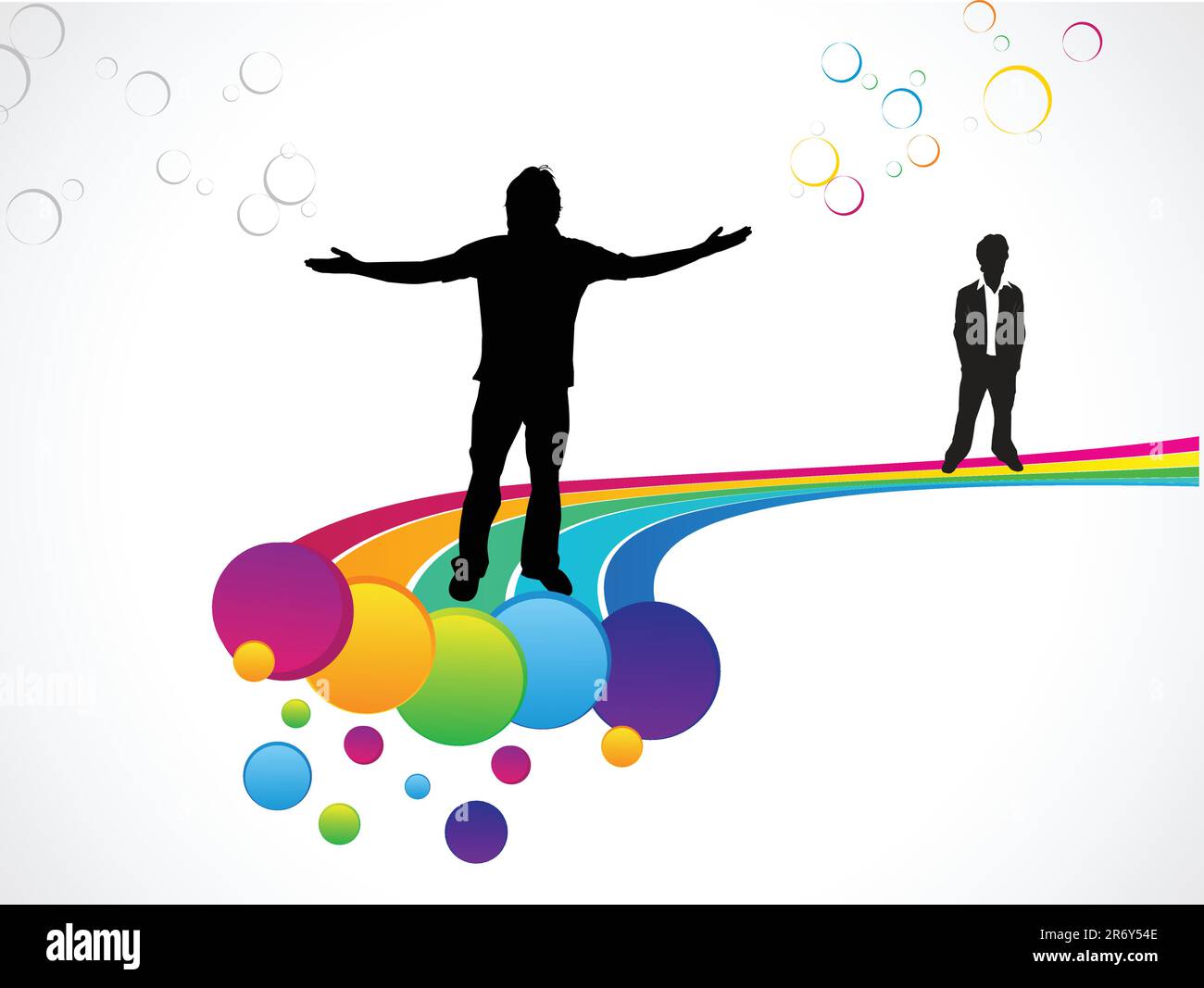 abstract colorful rainbow background with men vector illustration Stock ...