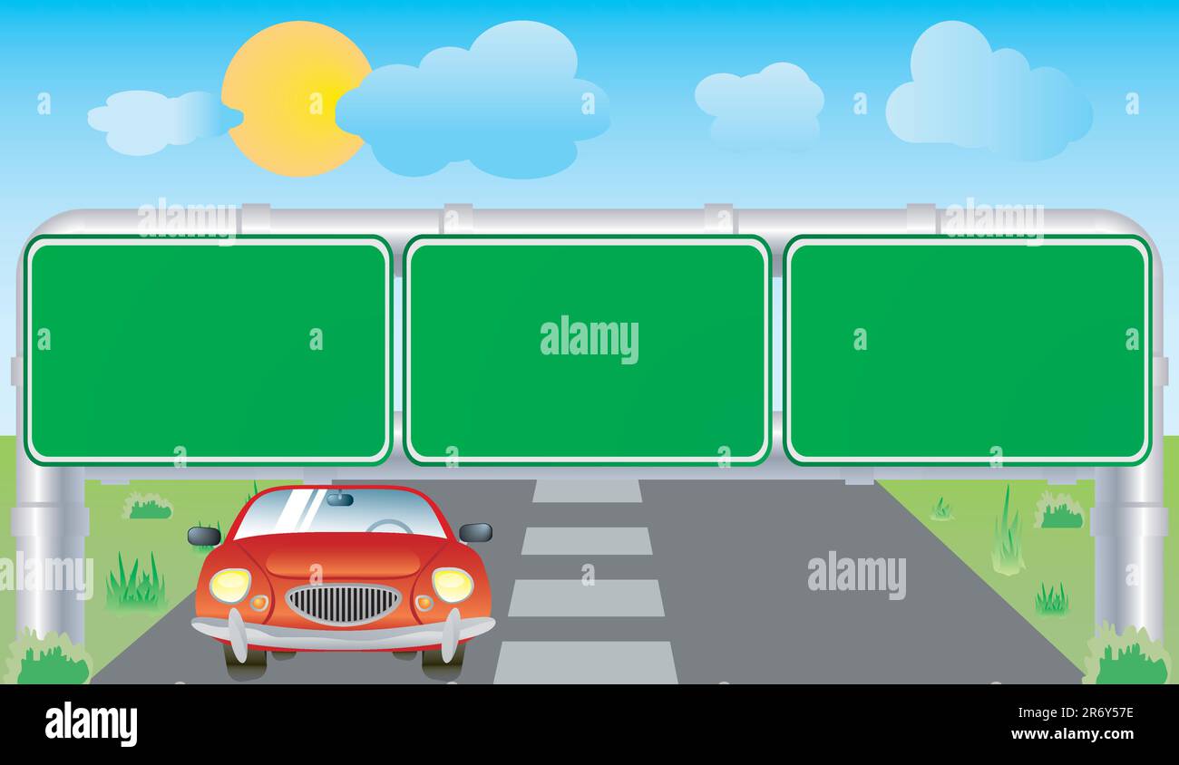 Road sign on road Stock Vector Images - Alamy