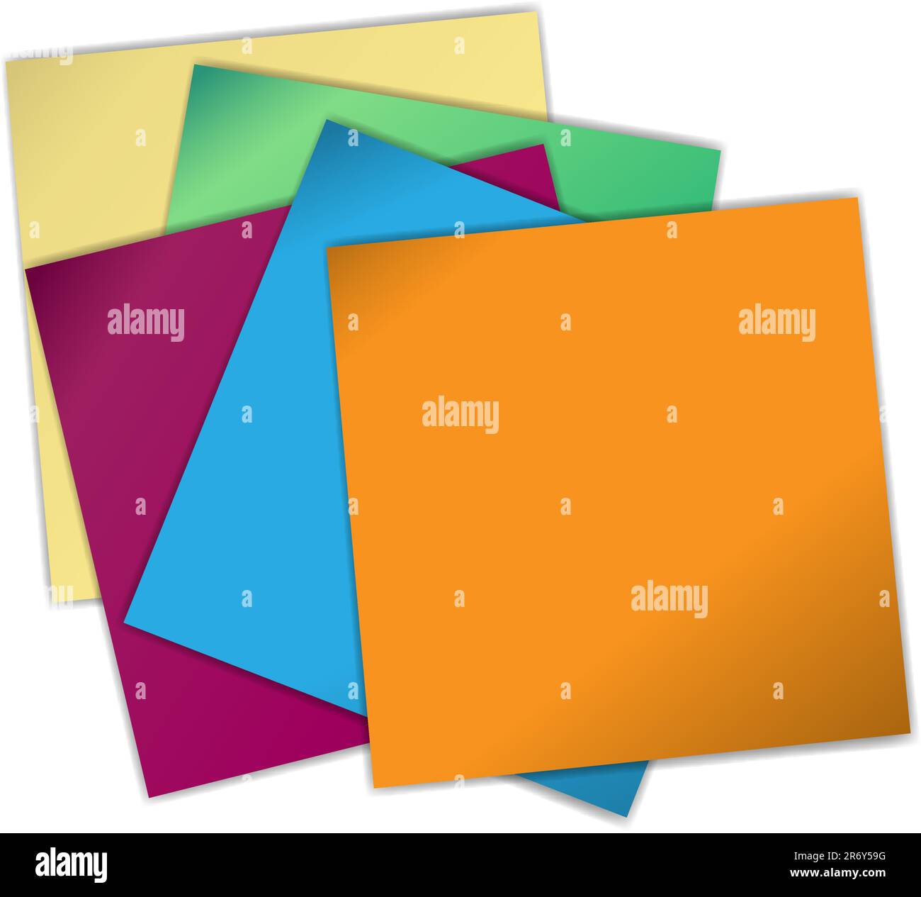 Vector illustration of different note papers in stack isolated on white ...