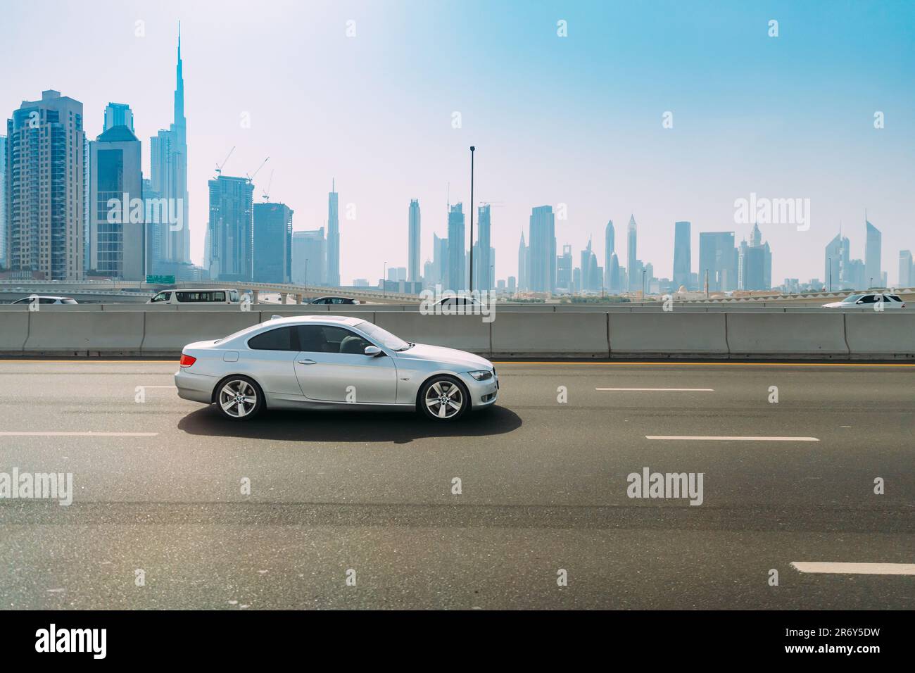 Dubai, UAE, United Arab Emirates - May 28, 2021: White 2011 BMW 3 ...