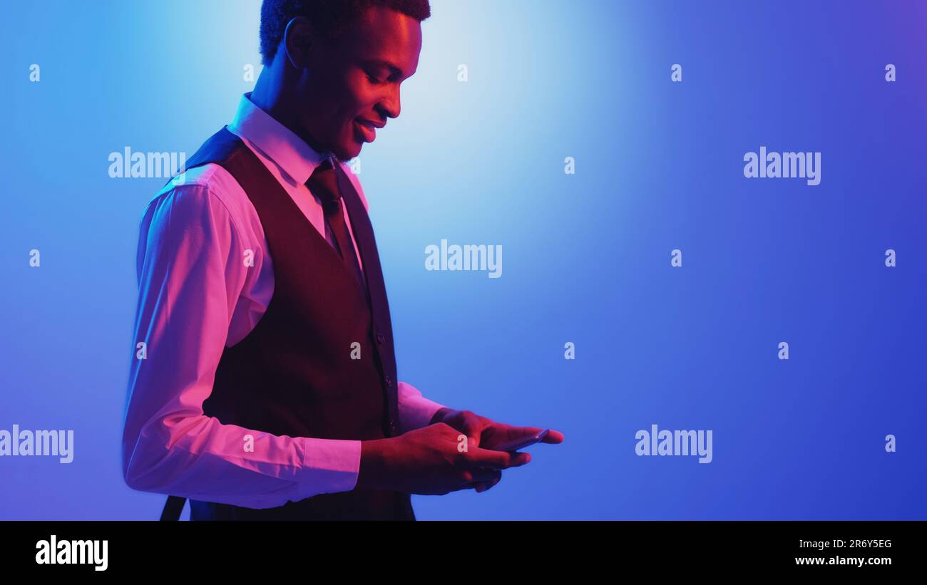 Business chat. Mobile app. Digital communication. Pink neon light ...