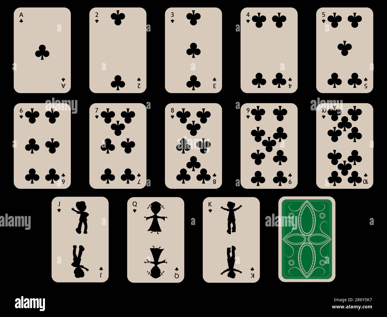 kids playing cards - clubs, abstract vector art illustration Stock ...