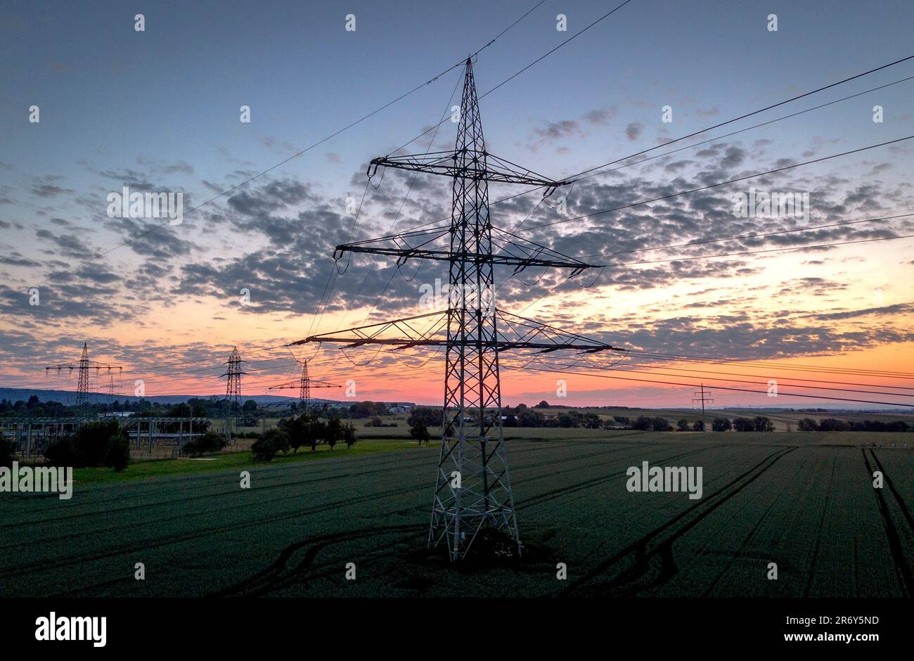 Power poles are pictured in the outskirts of Frankfurt, Germany, Monday ...