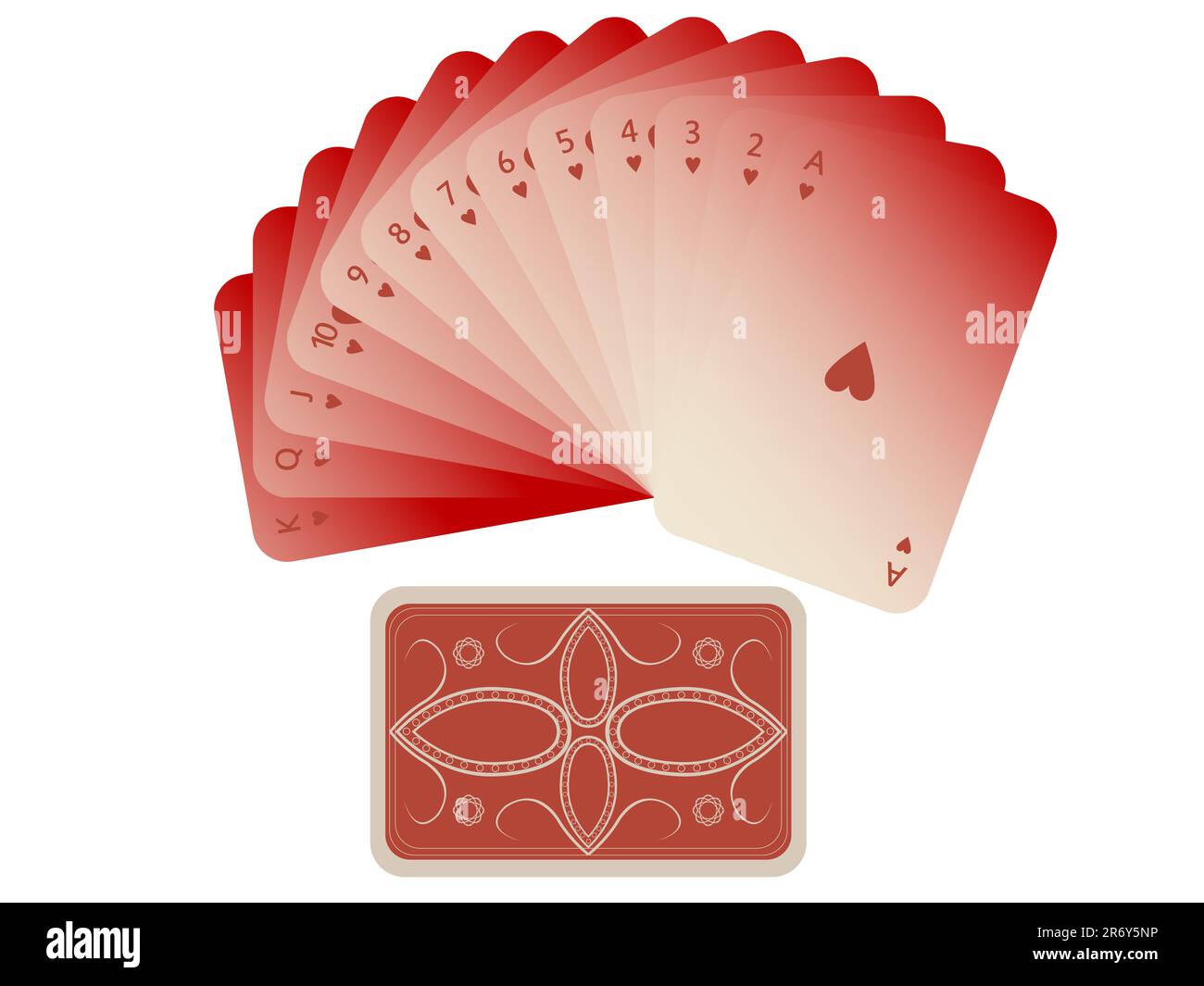 hearts cards fan with deck isolated on white background, abstract ...