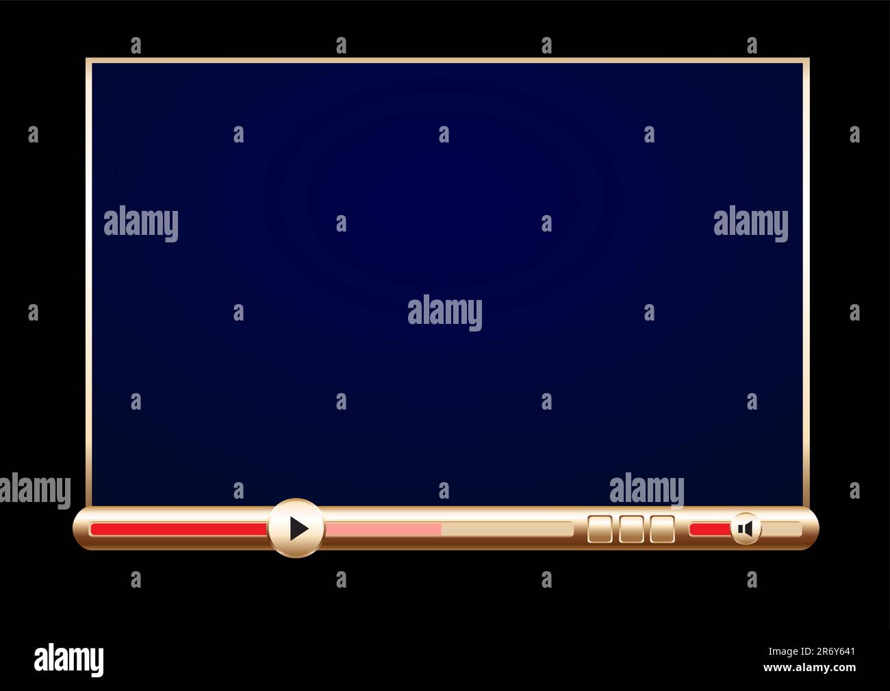 Browser golden video player on the black background Stock Vector Image ...