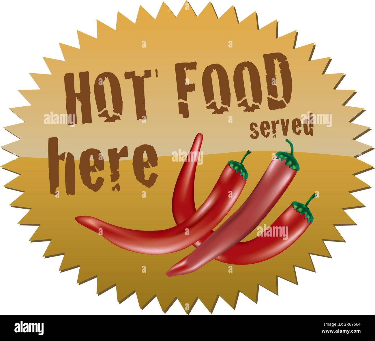 Star-shaped sign with red chili peppers and the message "Hot food ...