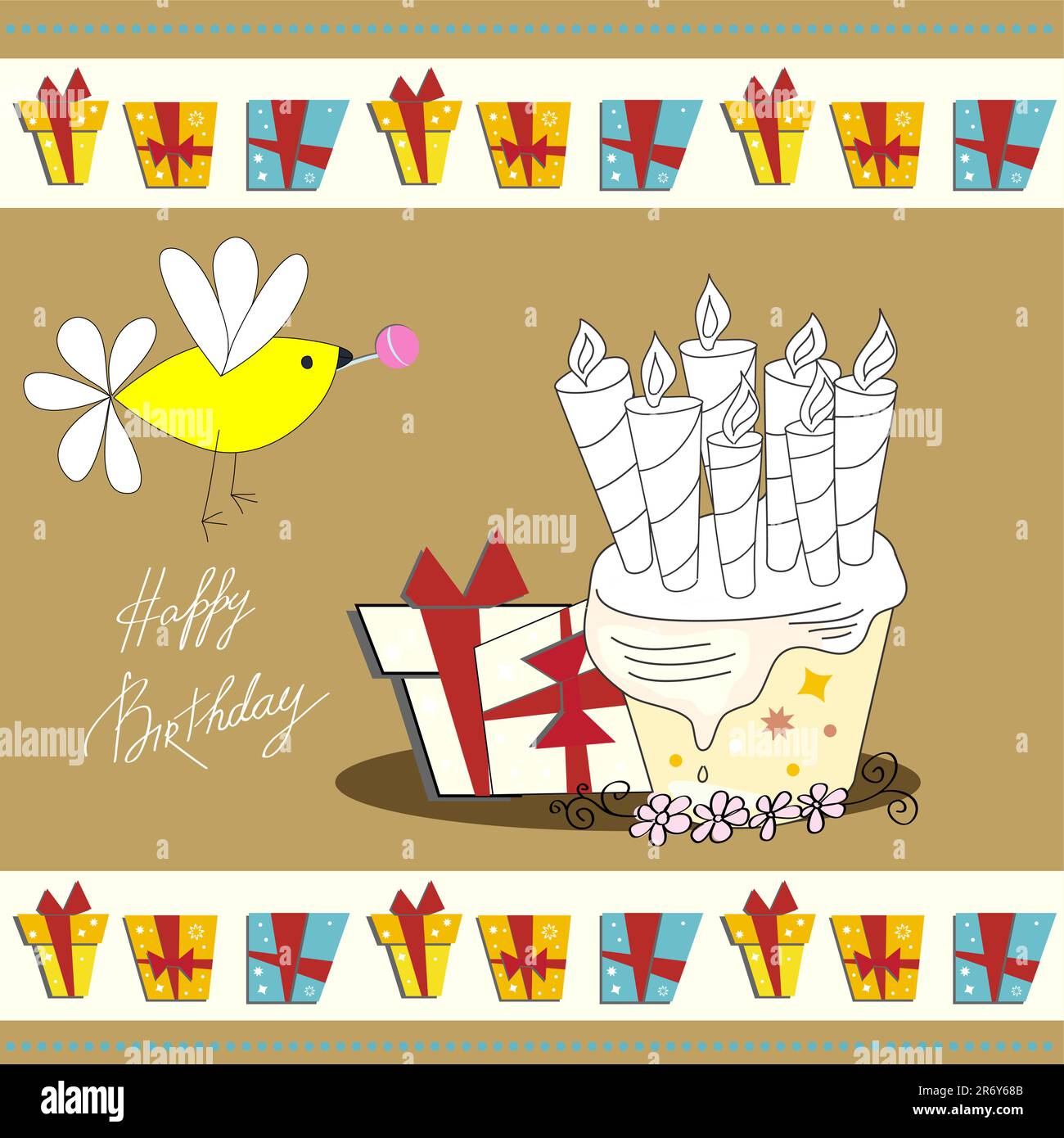Greeting card with inscription happy birthday Stock Vector Image & Art ...