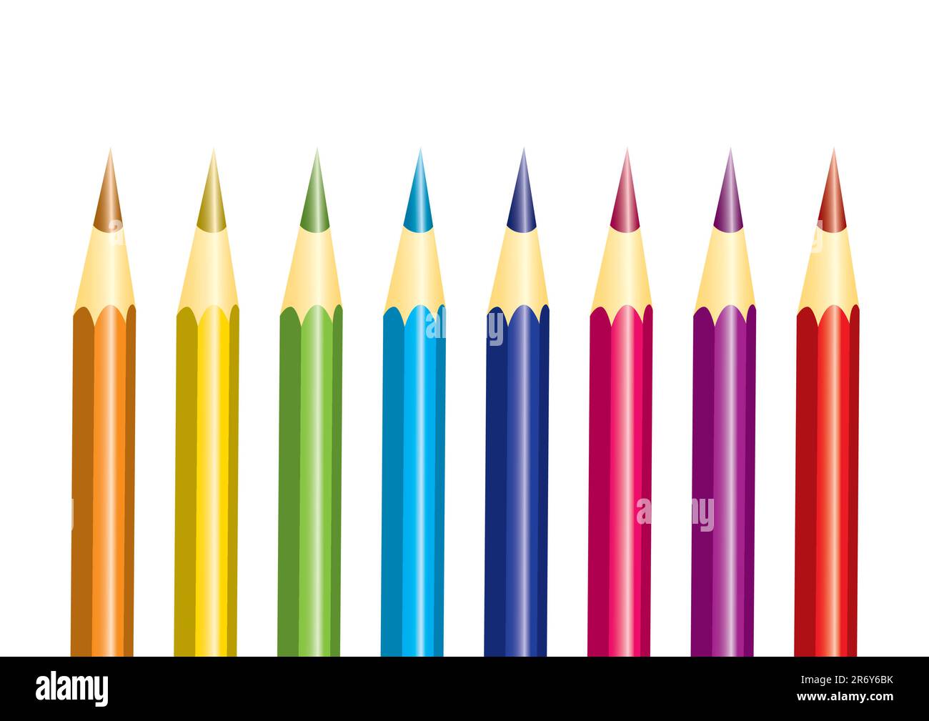 Set of rainbow colored pencils isolated over white Stock Vector Image ...