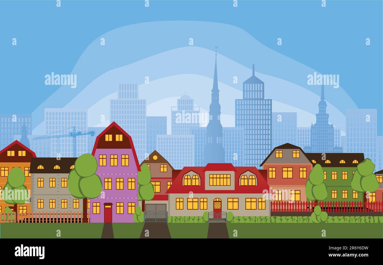 Busy urban scene in downtown Stock Vector Images - Alamy