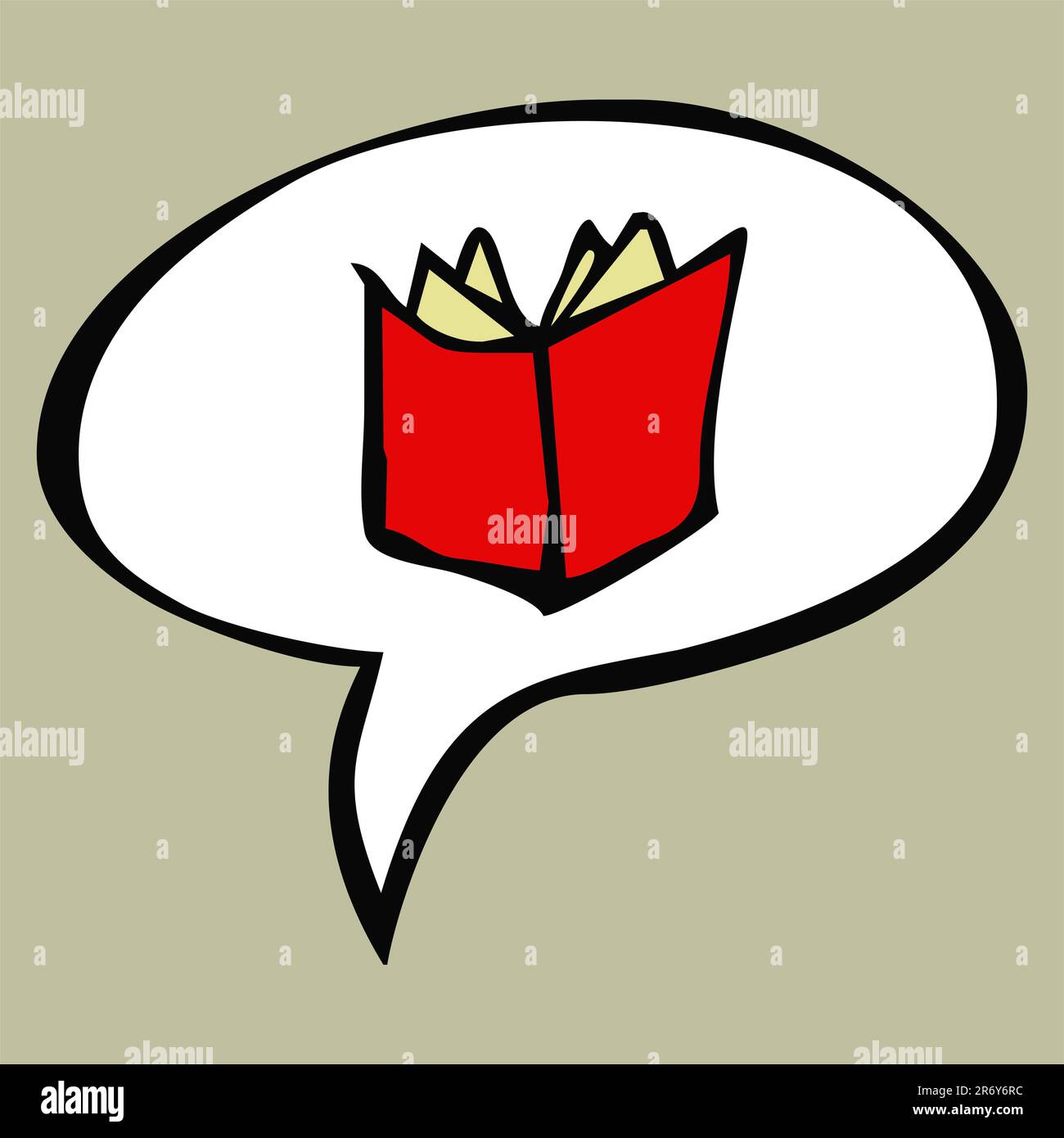 Cartoon hand drawn open book into a text balloon. Vector file available ...