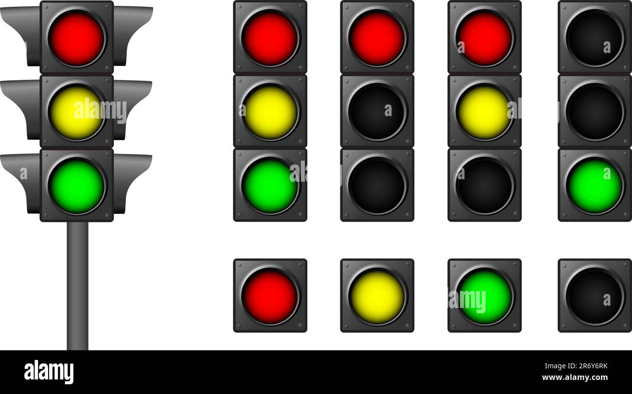 The isolated traffic lights for combinations of road situations Stock ...