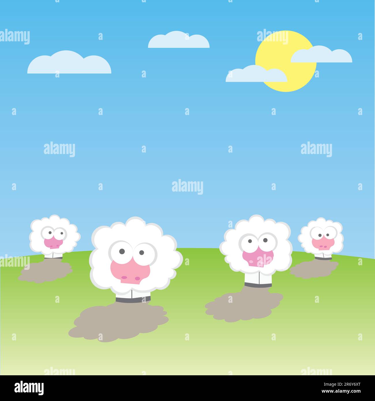 Sheep on the field vector illustration cartoon Stock Vector Image & Art ...