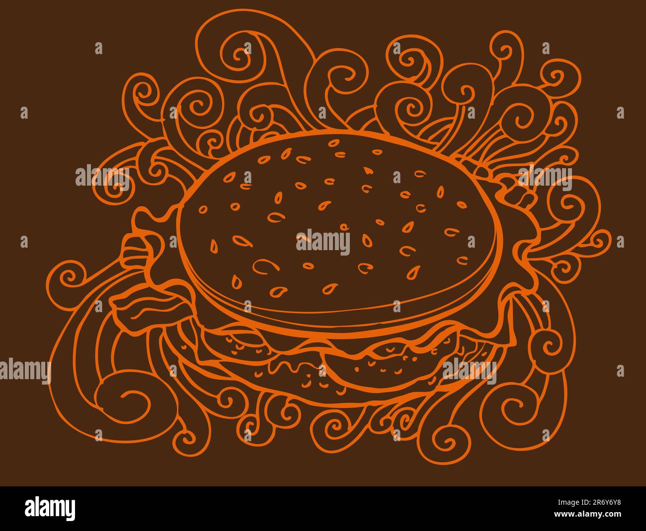 A hand drawn skwtch of a hamburger with swirls Stock Vector Image & Art ...
