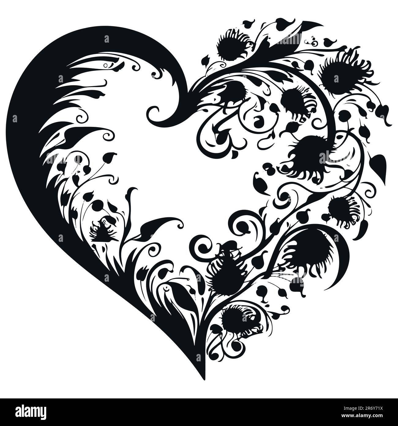 decorative hearts, black and white. Vector illustration Stock Vector ...