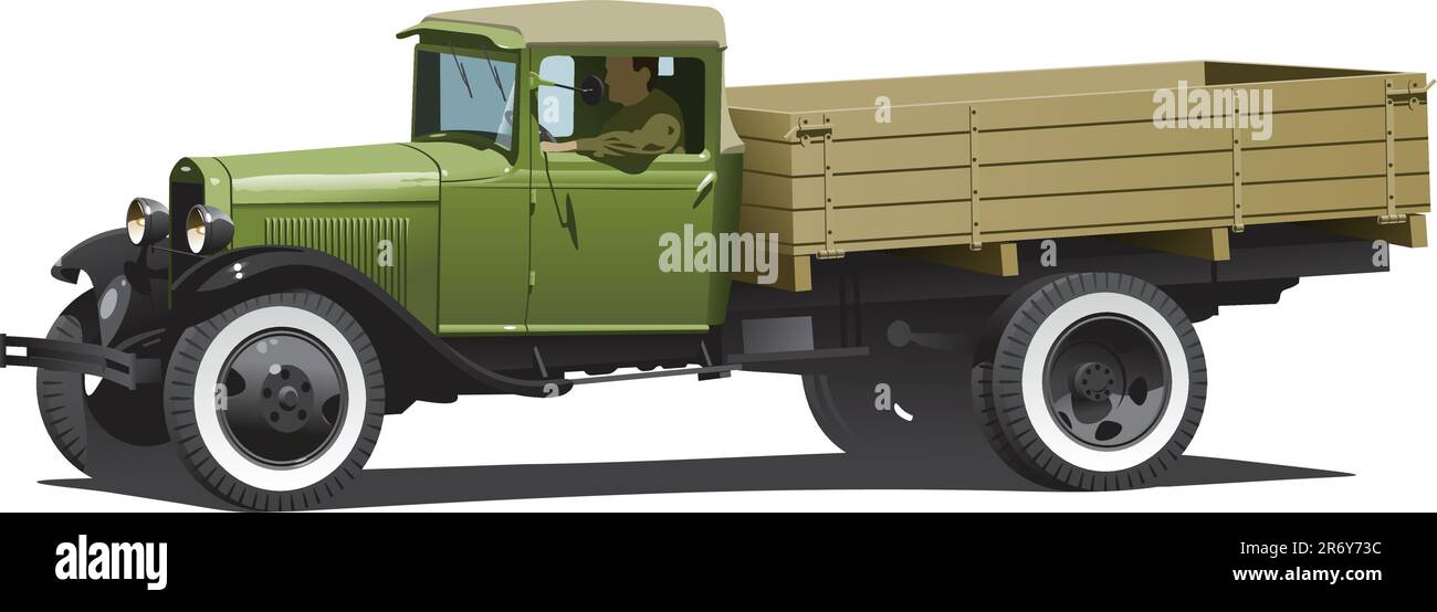 Vector retro lorry isolated. (Simple gradients only - no gradient mesh ...