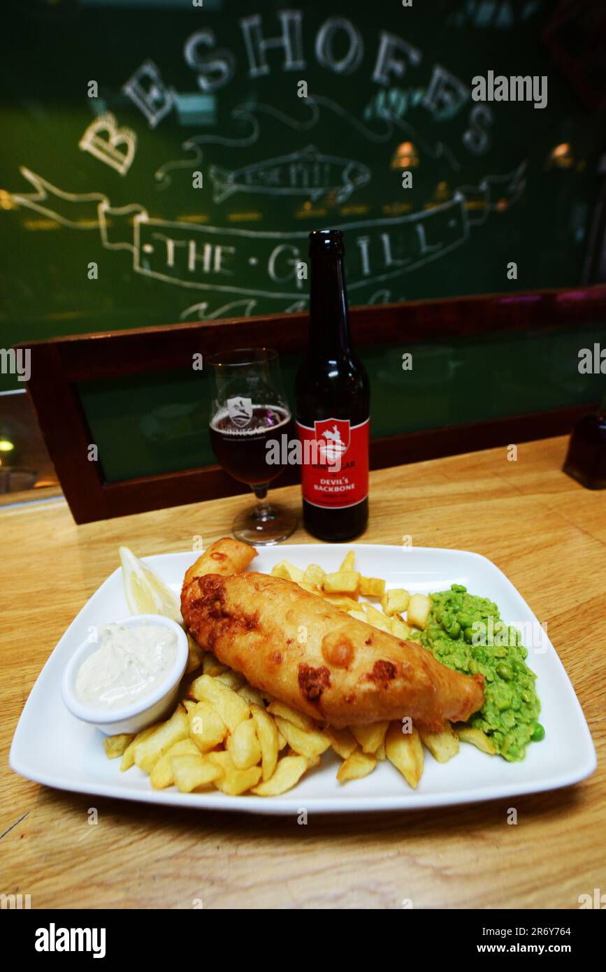 Enjoying a plate of Fish & Chips at the Beshoffs The Market & Beshoffs ...