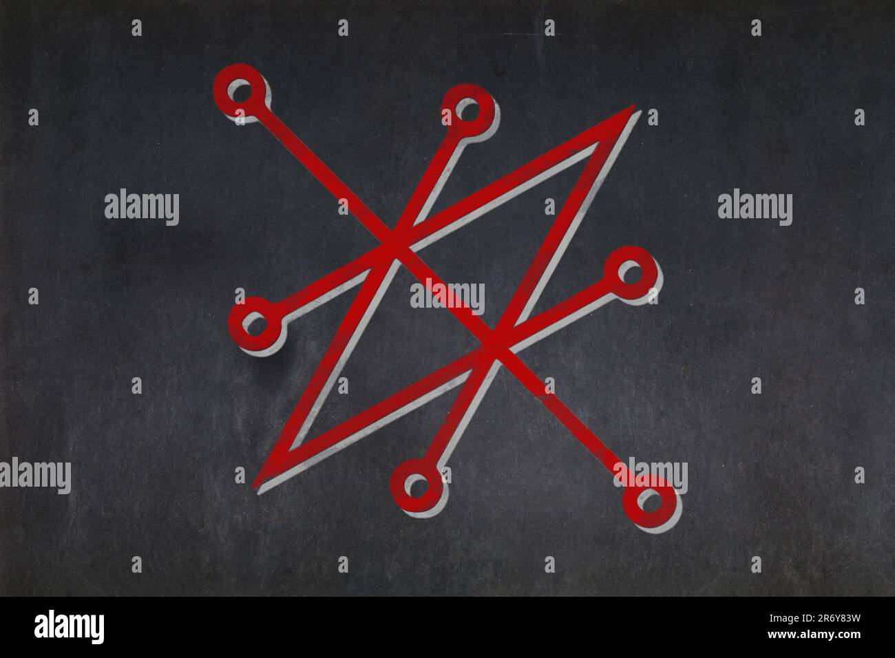 Blackboard with a the Sigil of Azazel drawn in the middle Stock Photo ...
