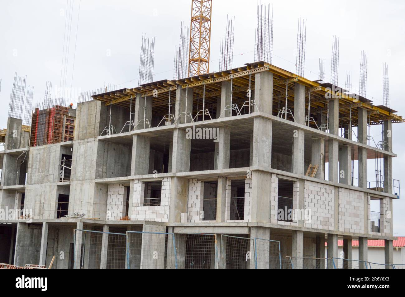 Large concrete cement modern under construction new modern monolithic ...