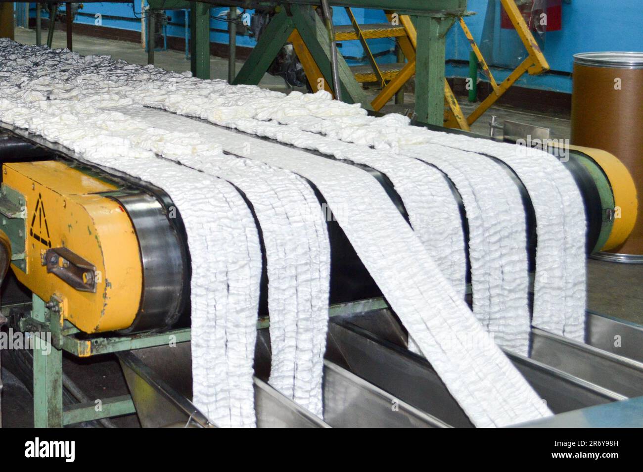 The process of manufacturing synthetic, multicolored, acrylic fiber ...