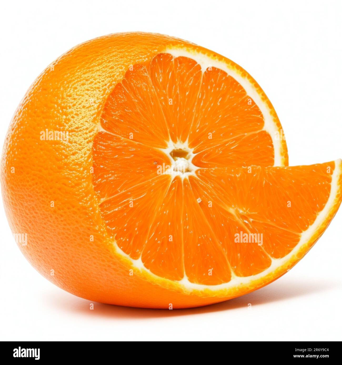 fresh beautiful orange fruits sliced closeup isolated on white ...