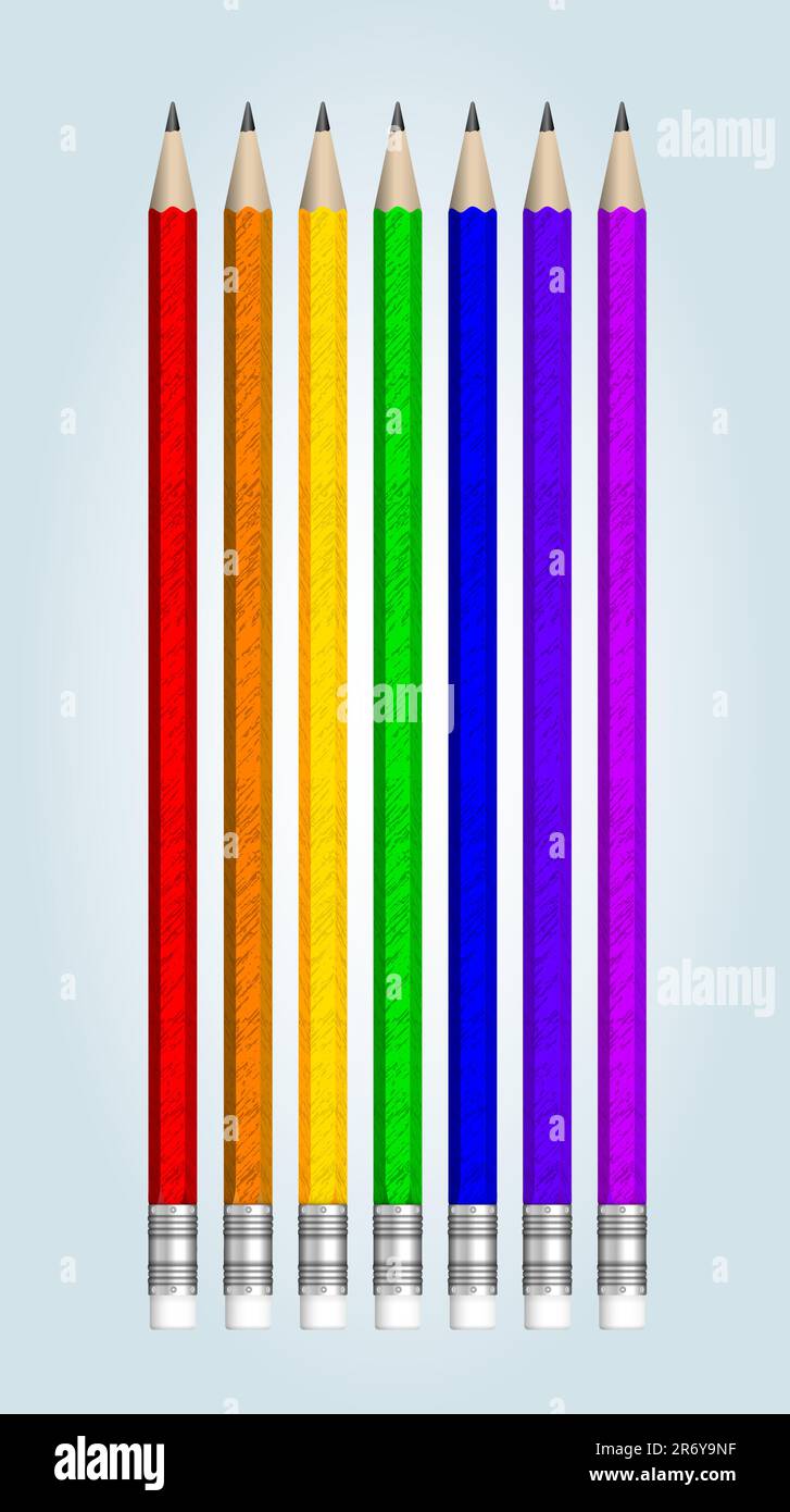 Seven pencils Stock Vector Images - Alamy