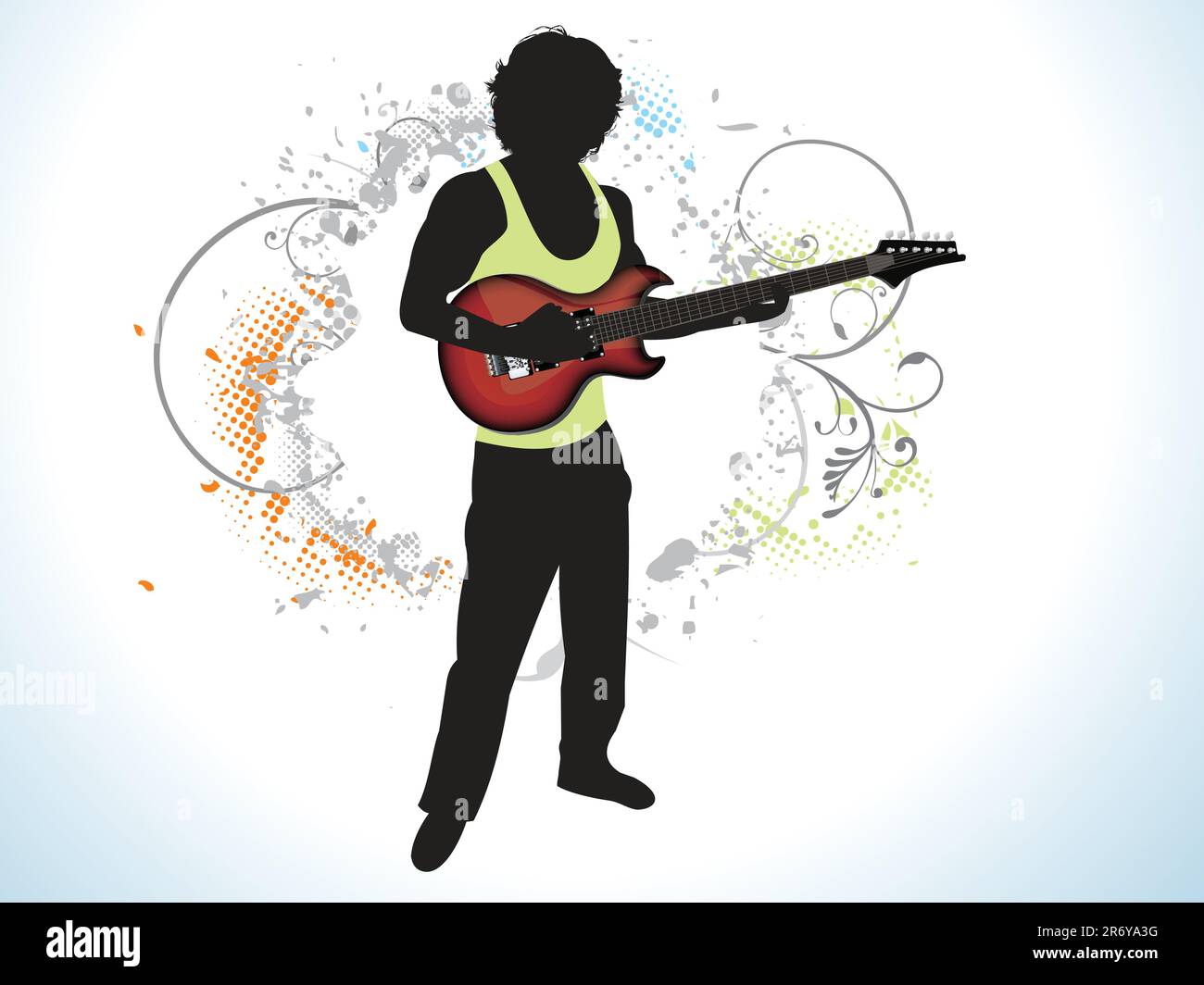 abstract music man with guitar vector illustration Stock Vector Image ...