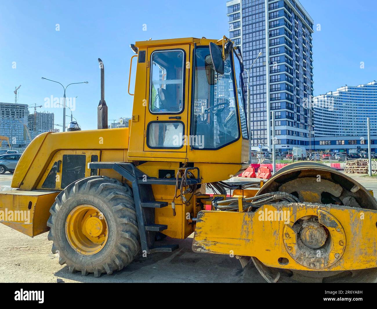 construction equipment yellow. excavator for construction, sand ...
